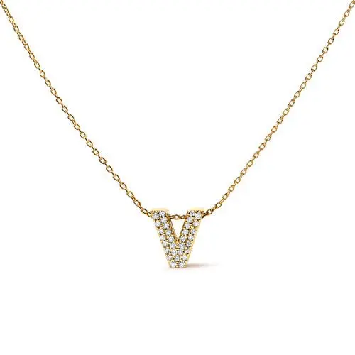 HAUS OF BRILLIANCE 10k Gold Diamond Accent Initial Pendant Necklace - Yellow | V